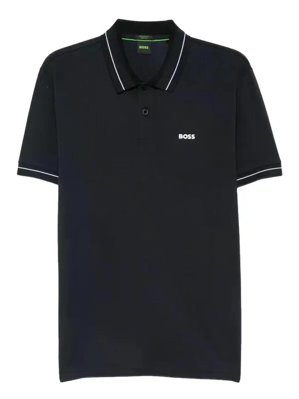 BOSS Logo-print Tipped Polo Shirt - Black