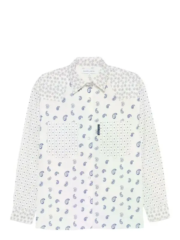 Maison Labiche Paisley-print Patch-detail Shirt - White