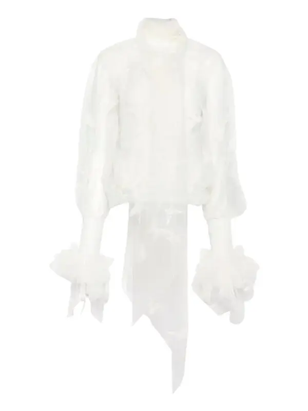 Blumarine Butterfly-appliqué Pussy-bow Blouse - White