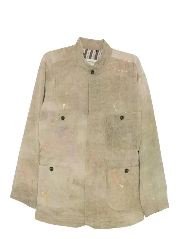 ZIGGY CHEN Drawstring-waist Paint-splatter Shirt - Neutrals