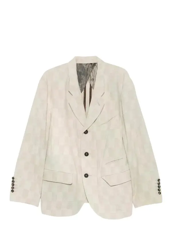 ZIGGY CHEN Checkerboard-pattern Single-breasted Blazer - Neutrals