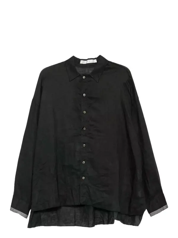 KANG Raw-edge Long-sleeve Shirt - Black