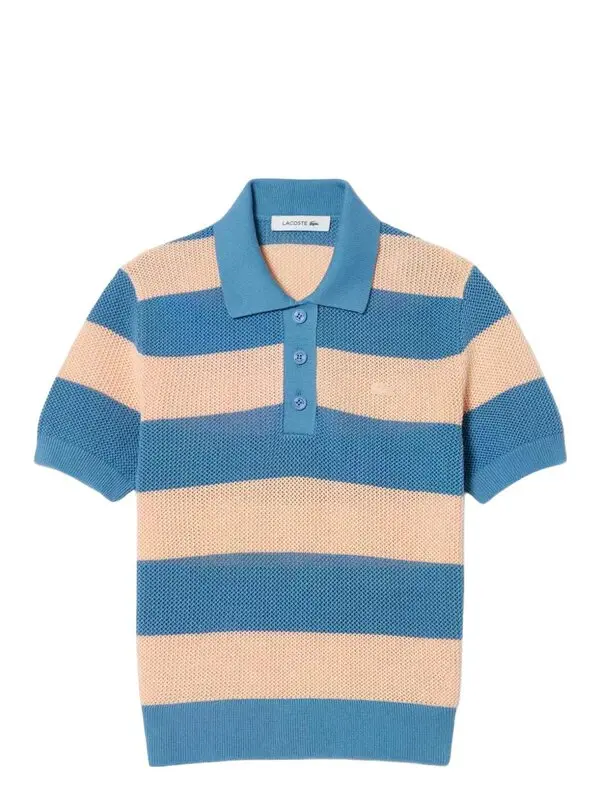 Lacoste Striped Mesh Polo Shirt - Blue