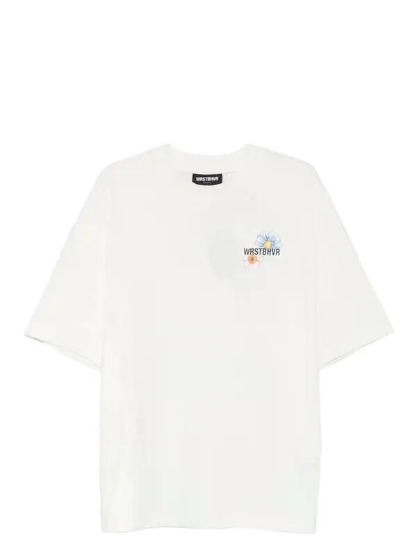WRSTBHVR Olin Graphic-print Drop-shoulder T-shirt - Neutrals