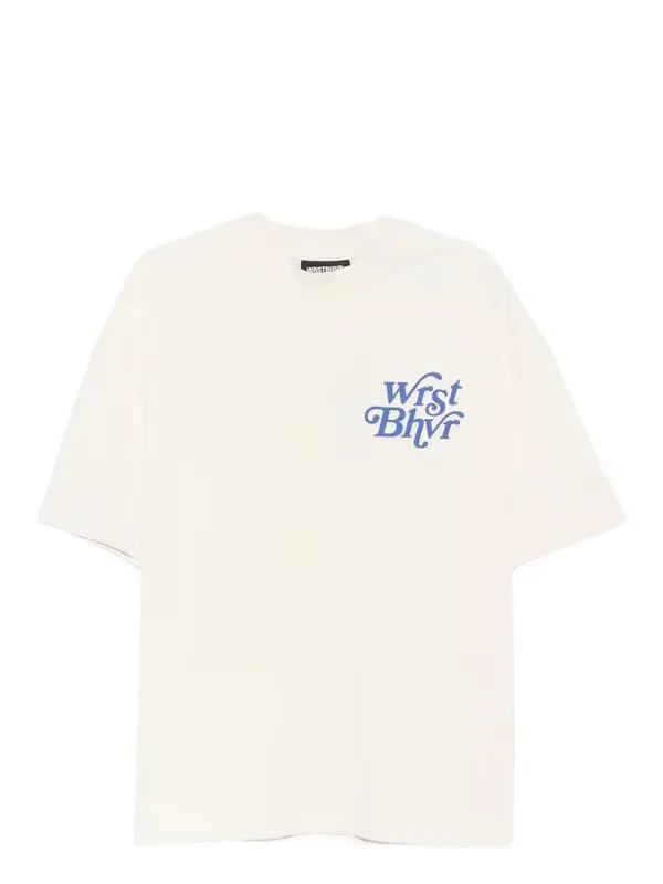 WRSTBHVR Reen V2 Logo-print Drop-shoulder T-shirt - Neutrals