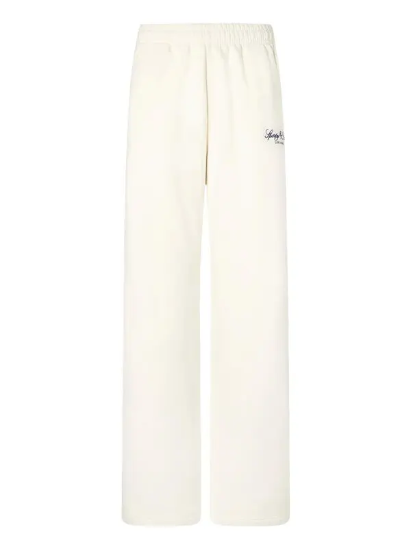 Sporty & Rich Vendome La Embroidered Cotton-fleece Track Pants - Neutrals