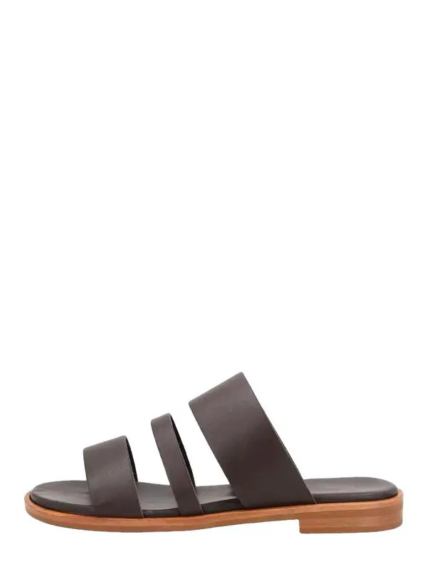 FRAU Triple-strap Leather Sliders - Brown