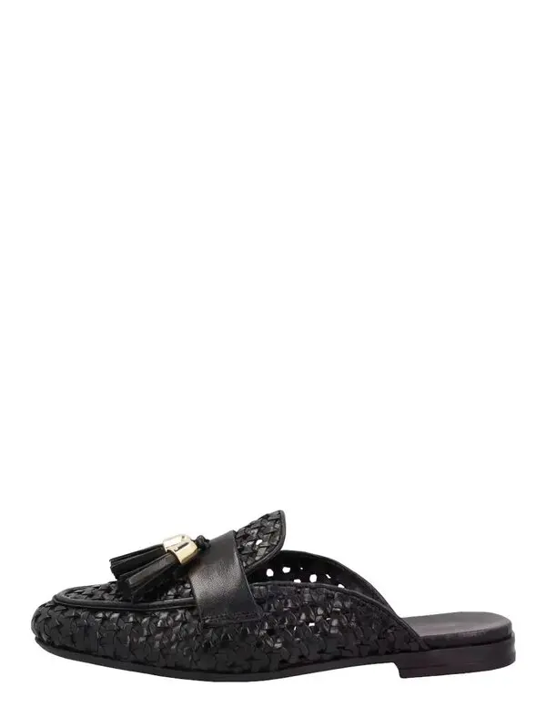FRAU Woven Mules With Tassel Detail - Black