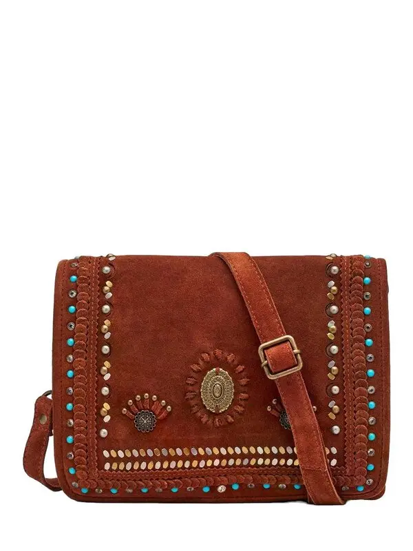 FRAU Stud-embellished Clutch - Brown