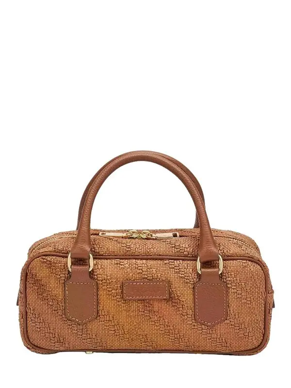 FRAU Boston Woven Raffia Tote - Brown