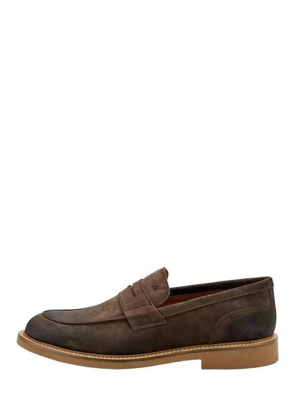 FRAU Distressed Suede Loafers - Brown