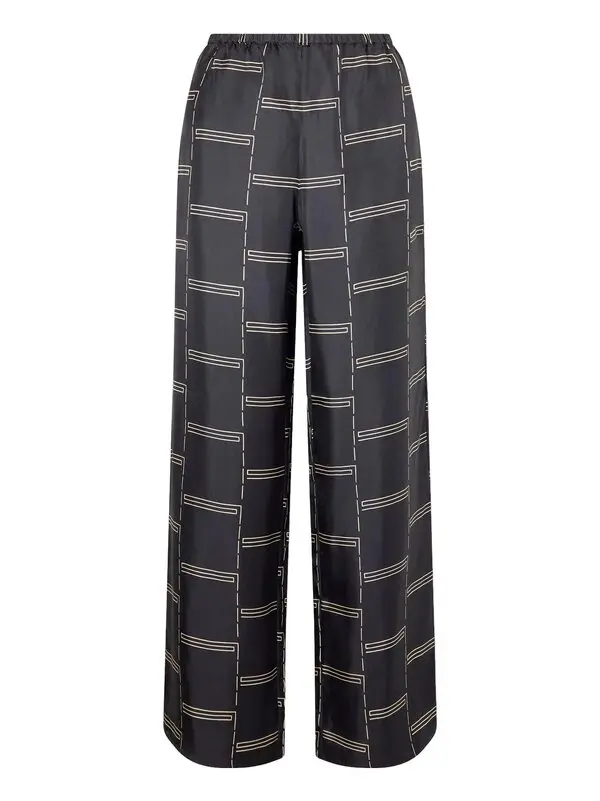 Matteau Printed Silk-twill Straight-leg Pants - Blue