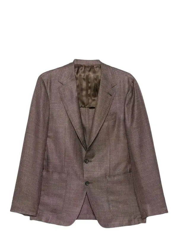 Canali Single-breasted Notched-lapels Blazer - Brown