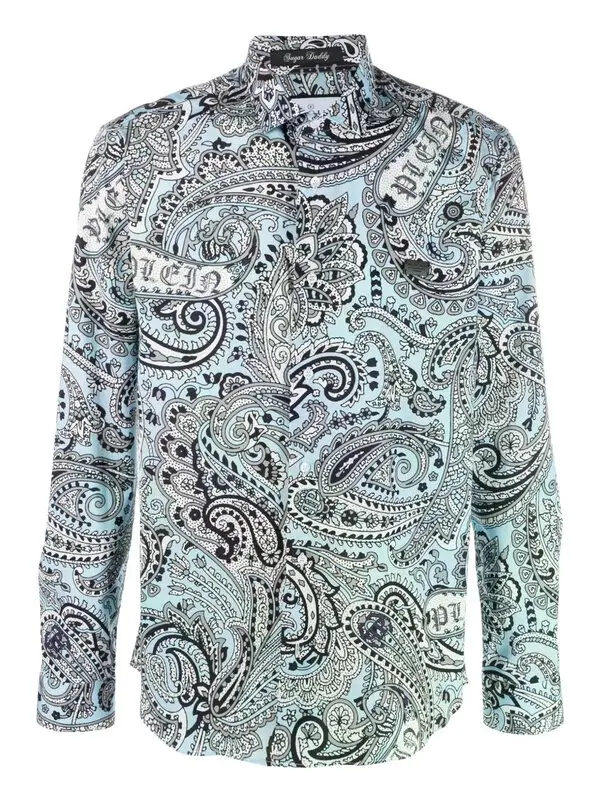 Philipp Plein Paisley-print Long-sleeved Shirt - Blue