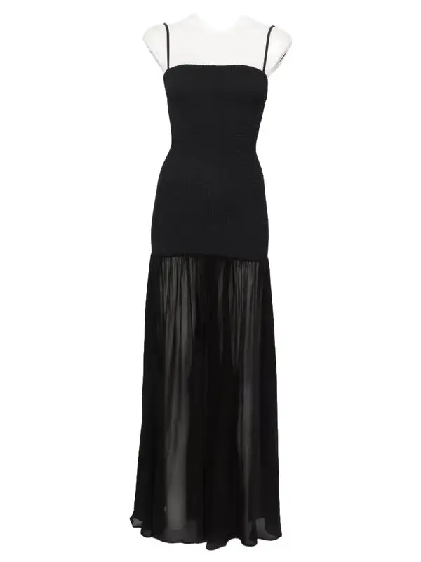 Hunza G Crinkled-finish Sheer-skirt Maxi Dress - Black