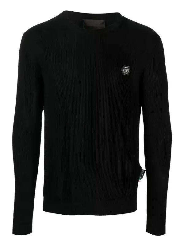 Philipp Plein Logo-plaque Merino Jumper - Black