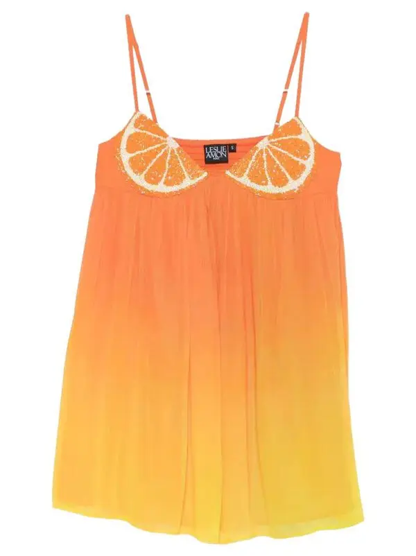 LESLIE AMON Sequin-embellished Ombre Mini Dress - Orange