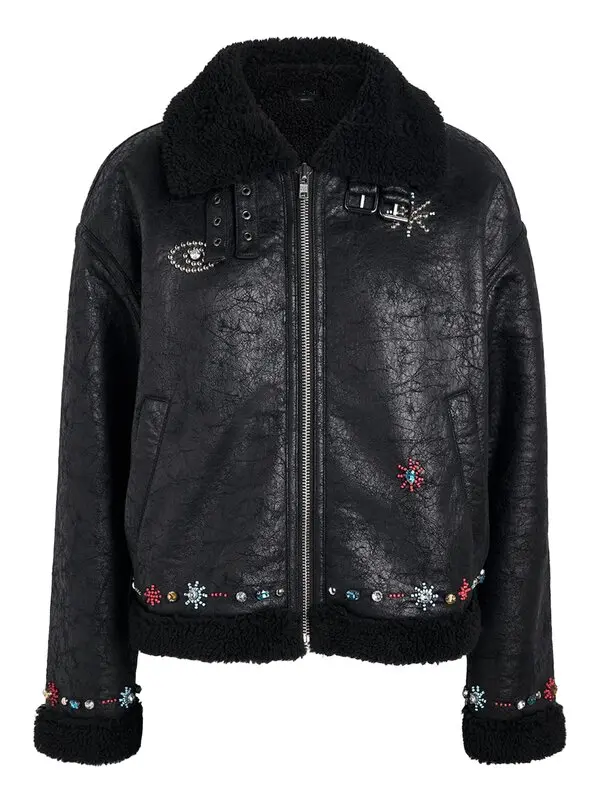 MOTHER Beaded Strappy Brrly Jacket - Blue