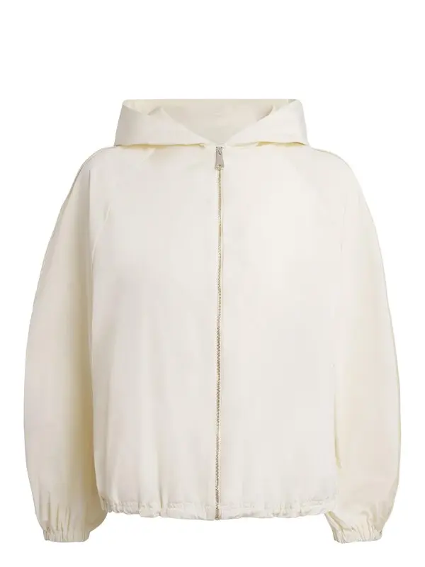 Fabiana Filippi Technical Taffeta Bomber Jacket - Ivory