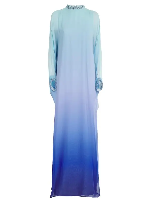 Pamella Roland Chiffon Embellished Gown - Blue