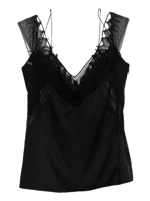 TOM FORD Lace-trim Satin Top - Black