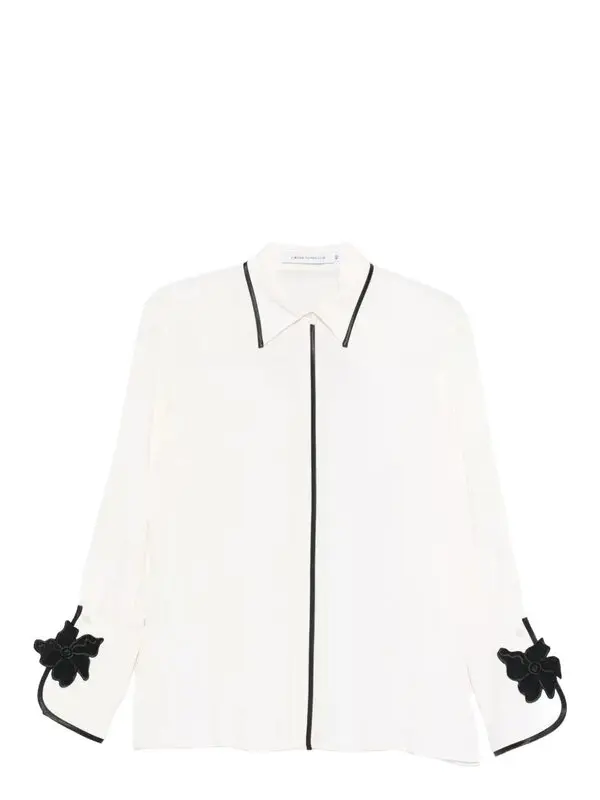 SIMONA CORSELLINI Floral-appliqué Blouse - Neutrals
