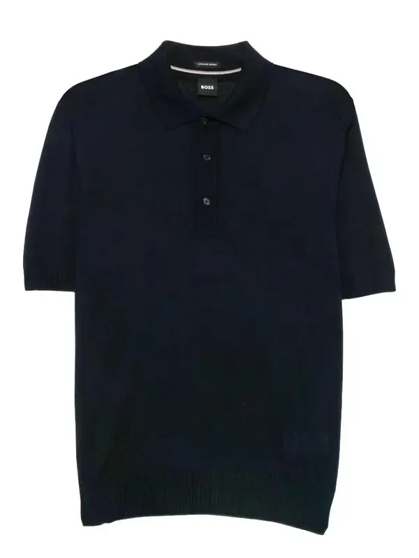 BOSS Short-sleeve Wool Polo Shirt - Blue