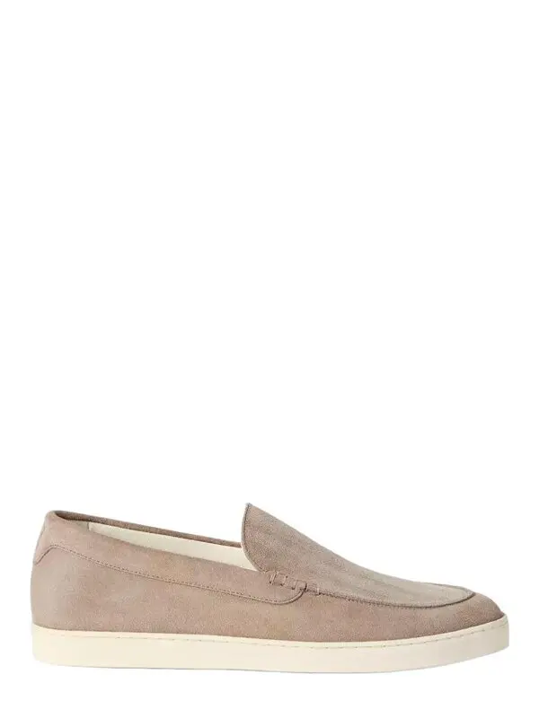 Brunello Cucinelli Chevron-effect Suede Loafer Sneakers - Brown