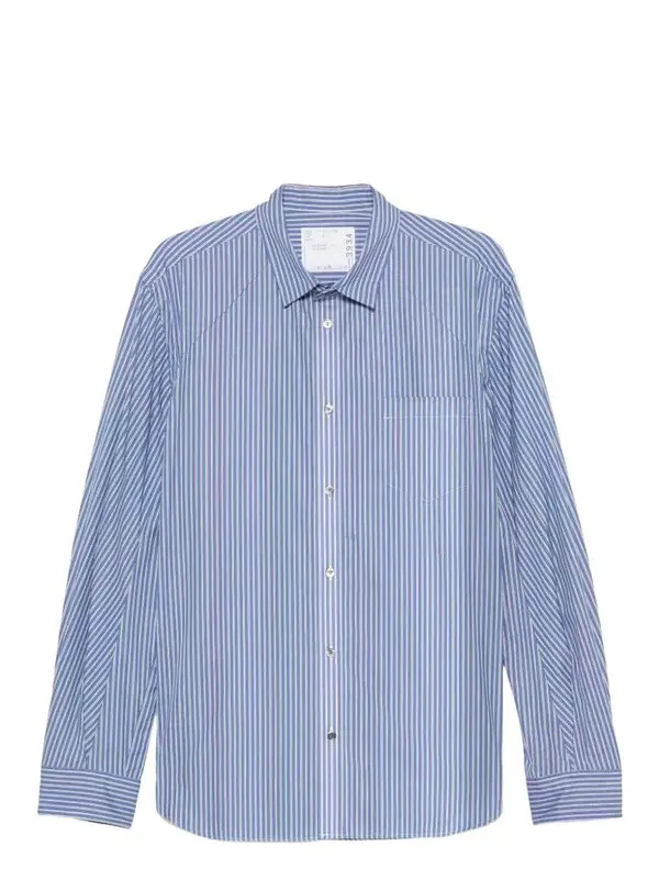 Sacai Stripe-print Poplin Shirt - Blue