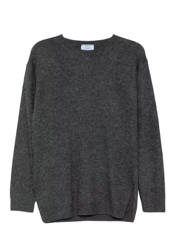 Prada Crew-neck Side-slit Sweater - Grey