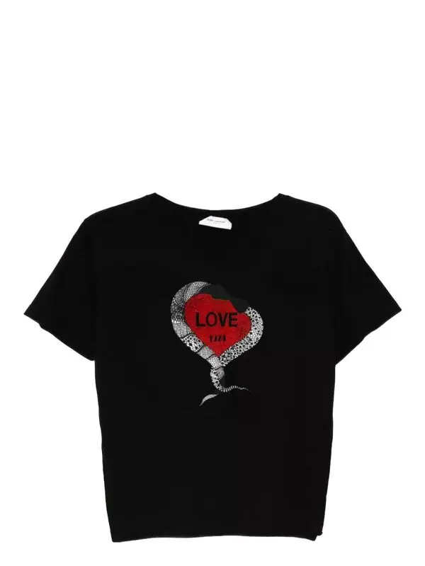 Saint Laurent Love-print T-shirt - Red