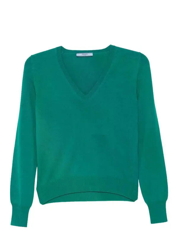 Prada V-neck Cashmere Sweater - Green