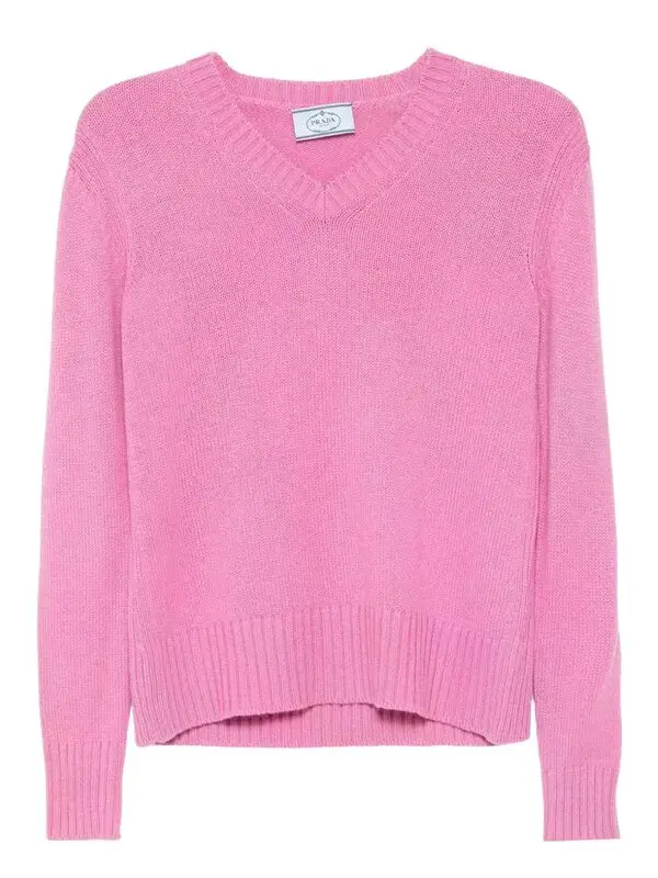 Prada V-neck Cashmere Sweater - Pink