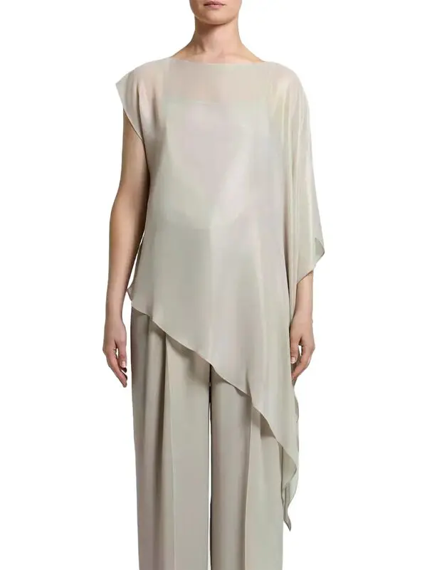 Peserico Asymmetric Hem Metallic-finish Top - Neutrals