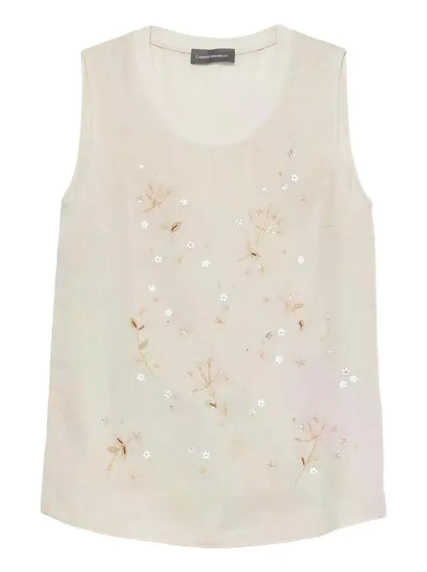 Lorena Antoniazzi Bead-embellishment Top - Neutrals