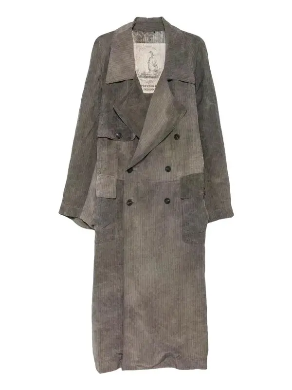 ZIGGY CHEN Double-breasted Pinstripe Coat - Grey