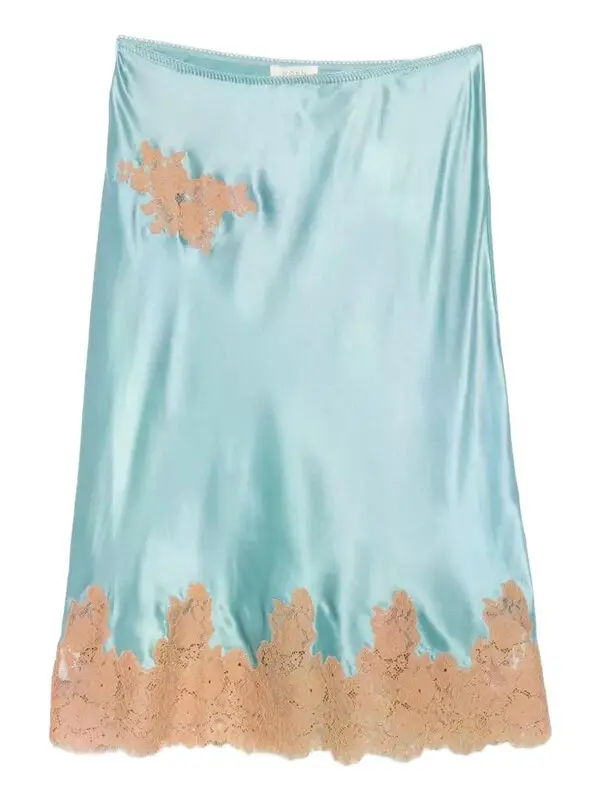 DÔEN Lace-trim Midi Skirt - Blue