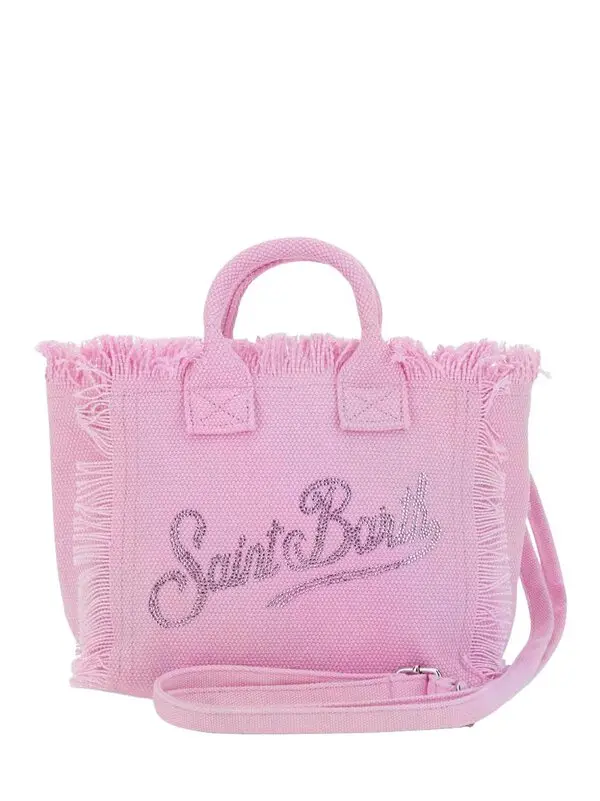 MC2 SAINT BARTH Mini Frayed-edge Logo Tote Bag - Pink