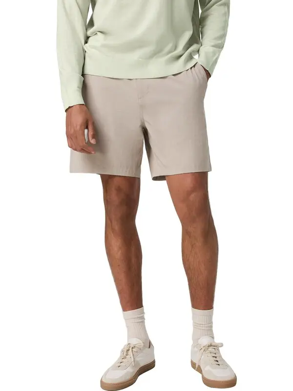 Vuori Aim Elastic Waist 7 Shorts - Khaki Linen Texture