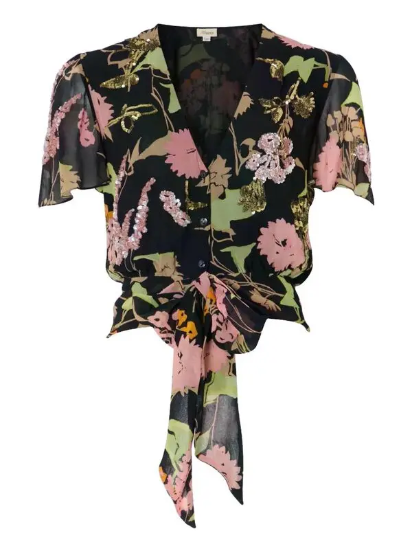 TEMPERLEY LONDON Maisie Floral Blouse - Black