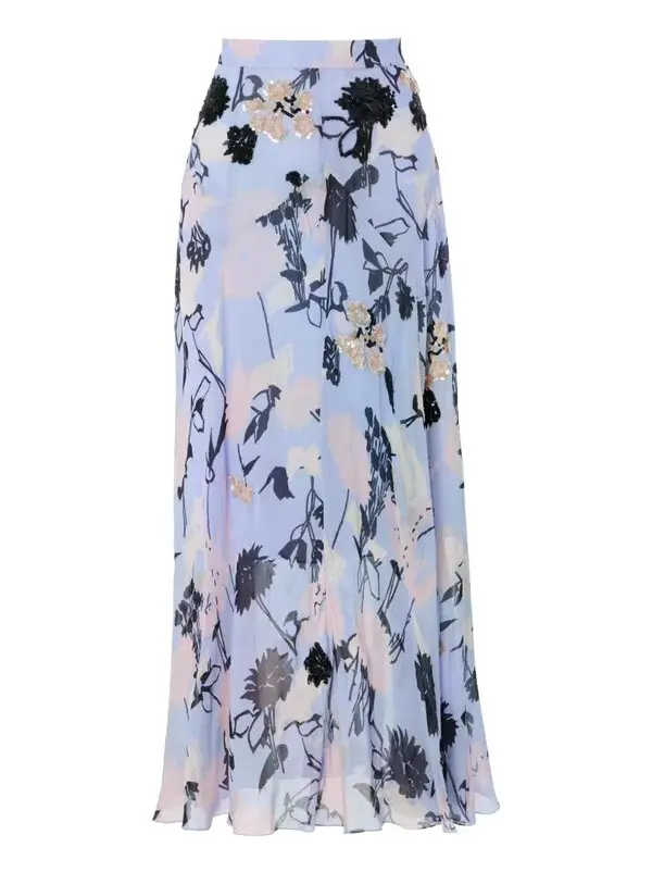 TEMPERLEY LONDON Maisie Floral-print Skirt - Blue