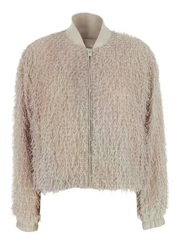 RAME Fringed Zip-up Jacket - Neutrals