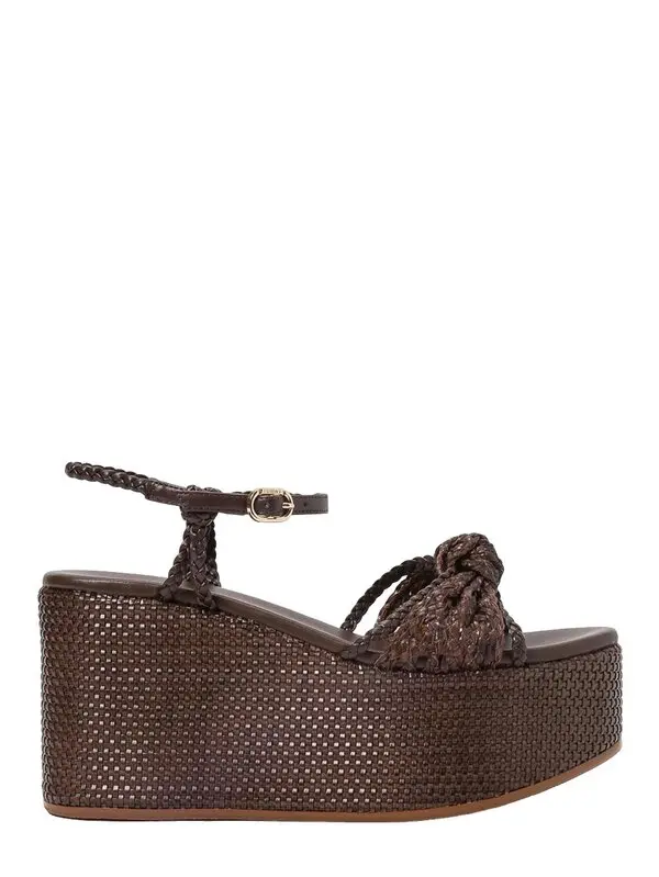 TWINSET Woven Platform Heeled Sandals - Coffee