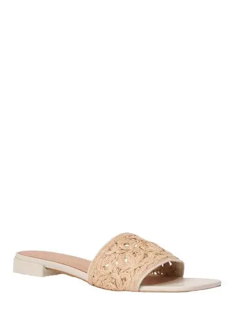 Andre Assous Jacin Raffia Slide Sandal - Natural/bone