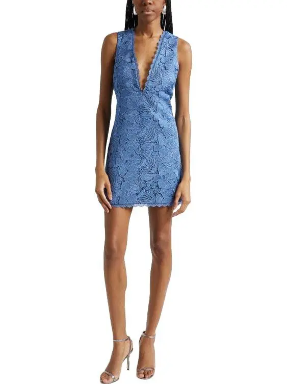 Ramy Brook Rosalie Metallic Sheath Minidress - Blue Lace