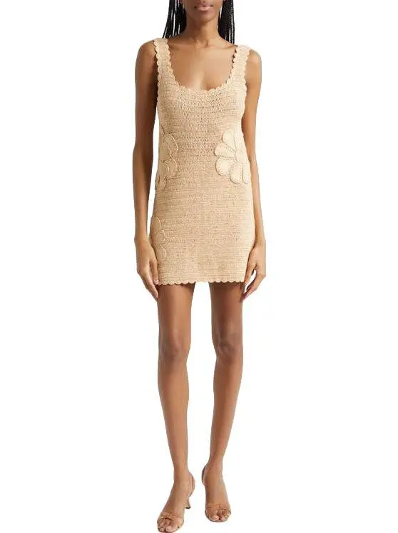 Ramy Brook Floral Cotton Crochet Minidress - Sandstone
