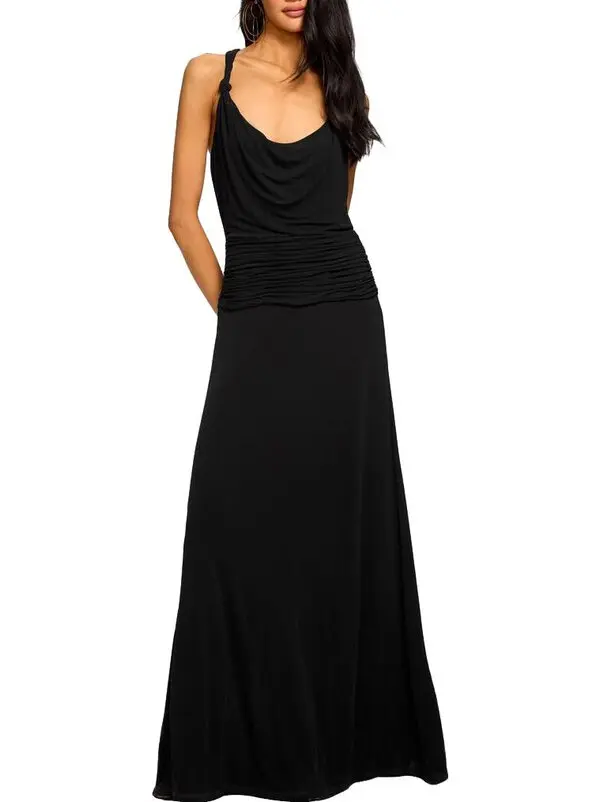 Ramy Brook Mariah Shirred Racerback Gown - Black