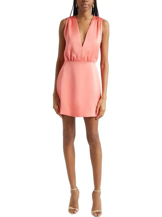 Ramy Brook Martin Gathered Sleeveless Cocktail Dress - Coral