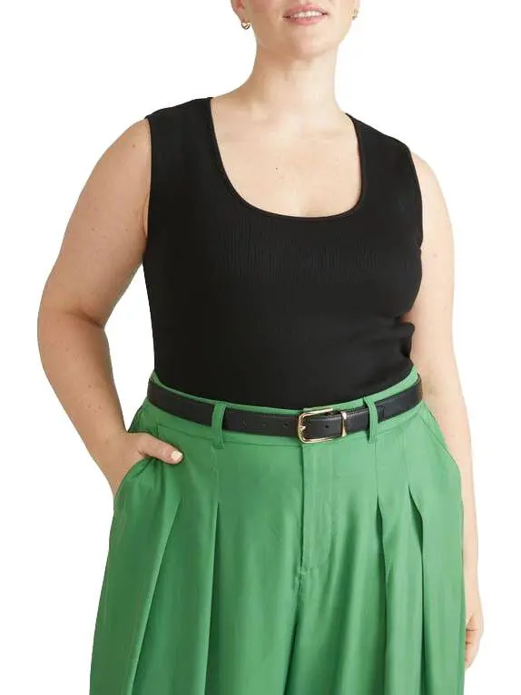 Universal Standard Ribbed Scoop Neck Tank - Black