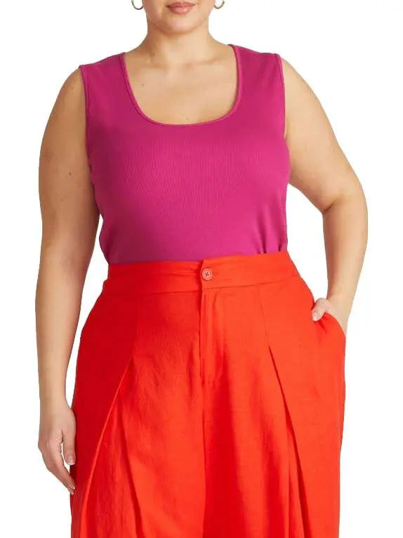 Universal Standard Ribbed Scoop Neck Tank - Hyper Pink